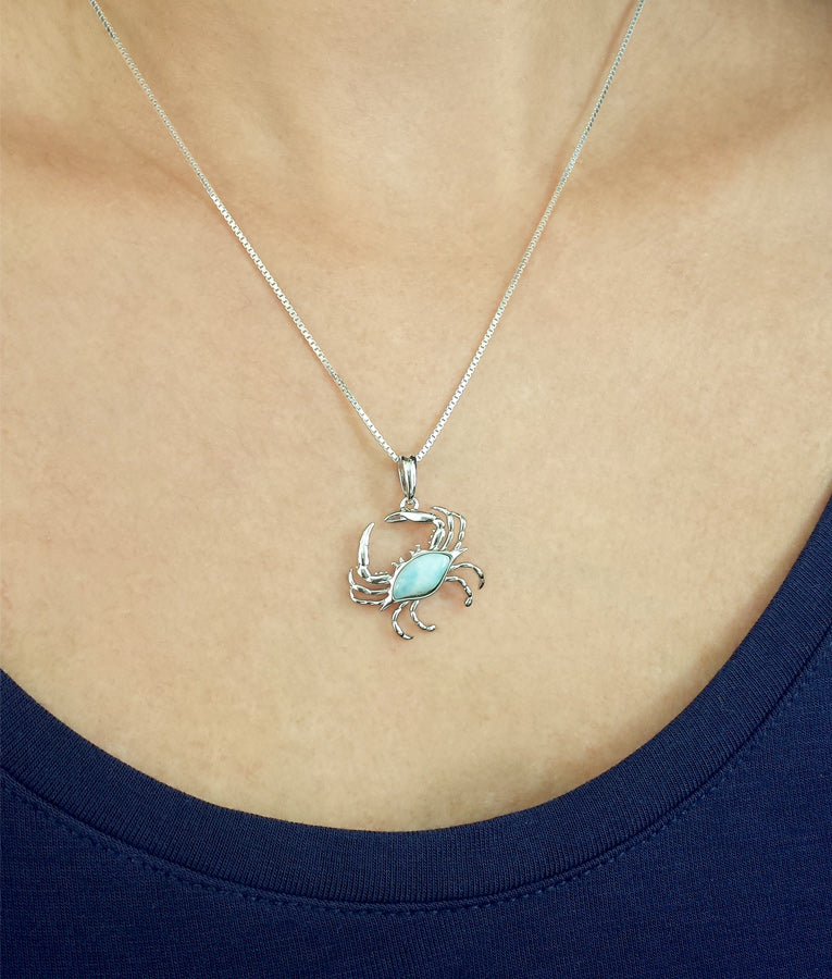 Larimar Crab Necklace – Silver Linings Jewelry