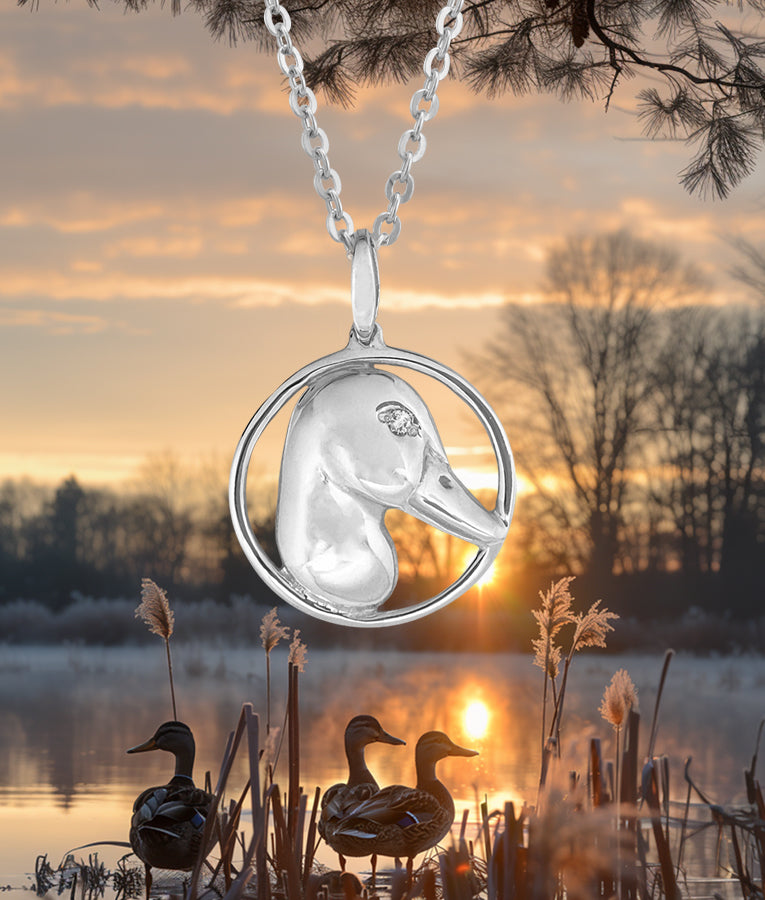 Mallard Duck with Diamond, Necklace – Silver Linings Jewelry