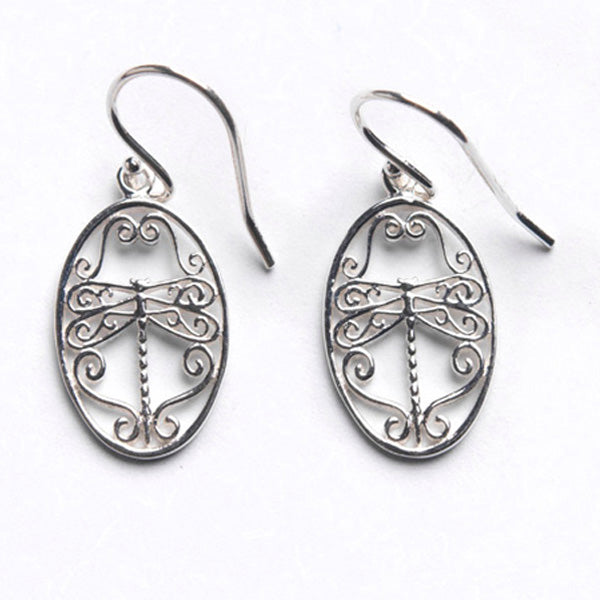 Dragonfly Swirl Earrings – Silver Linings Jewelry